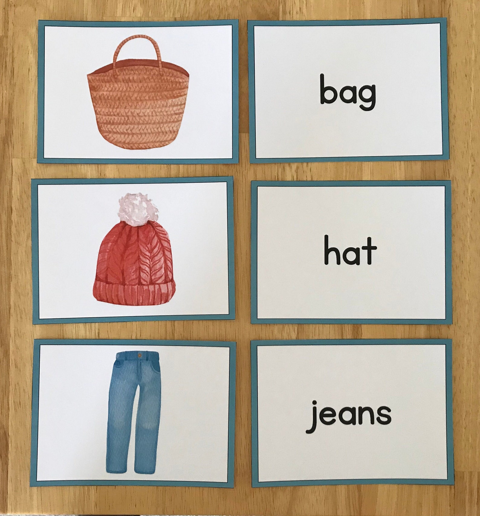 Clothing Matching Cards, Montessori Cards, Clothes Flashcards ...