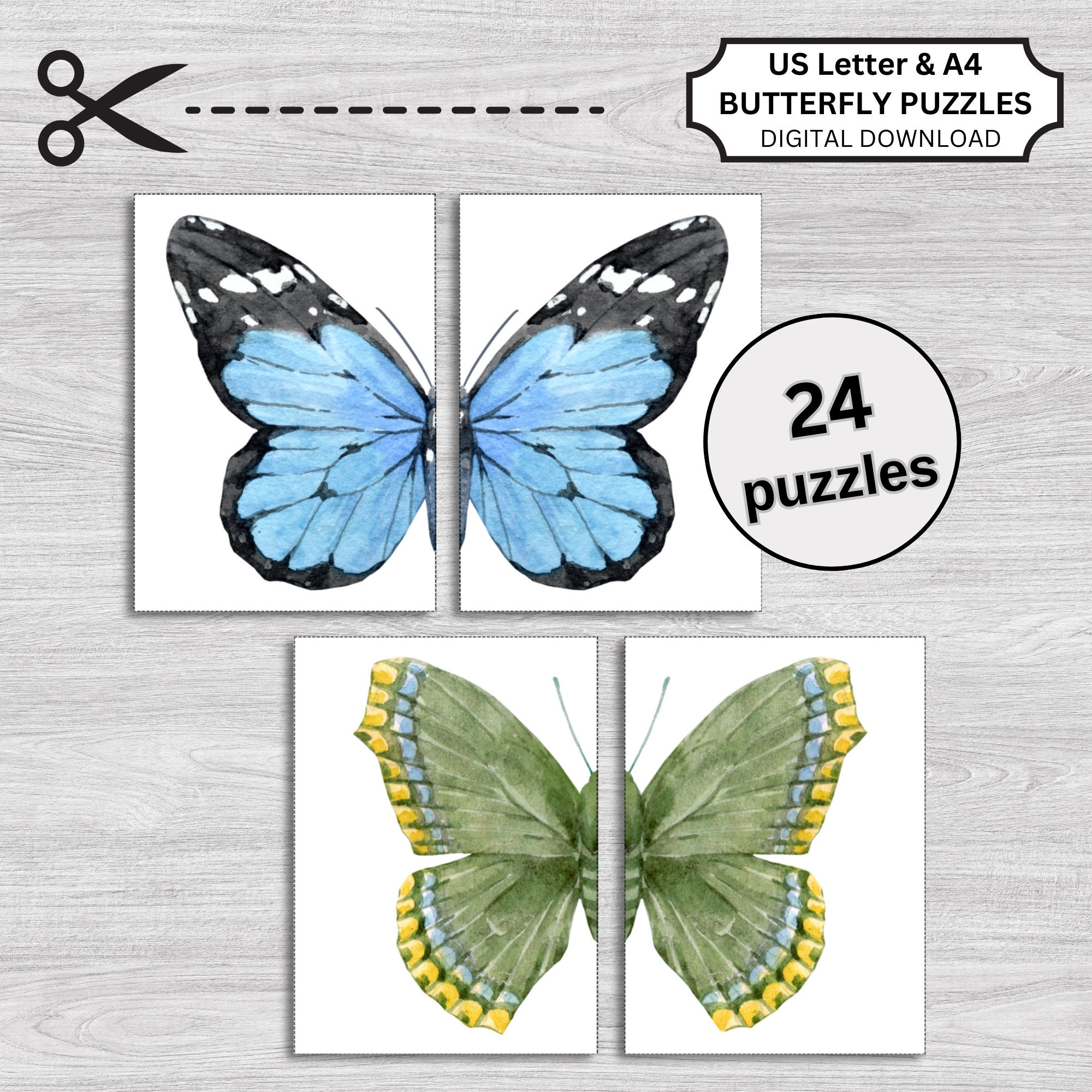 Butterfly Symmetry Puzzles, Butterfly Puzzles, Butterfly Matching Cards ...