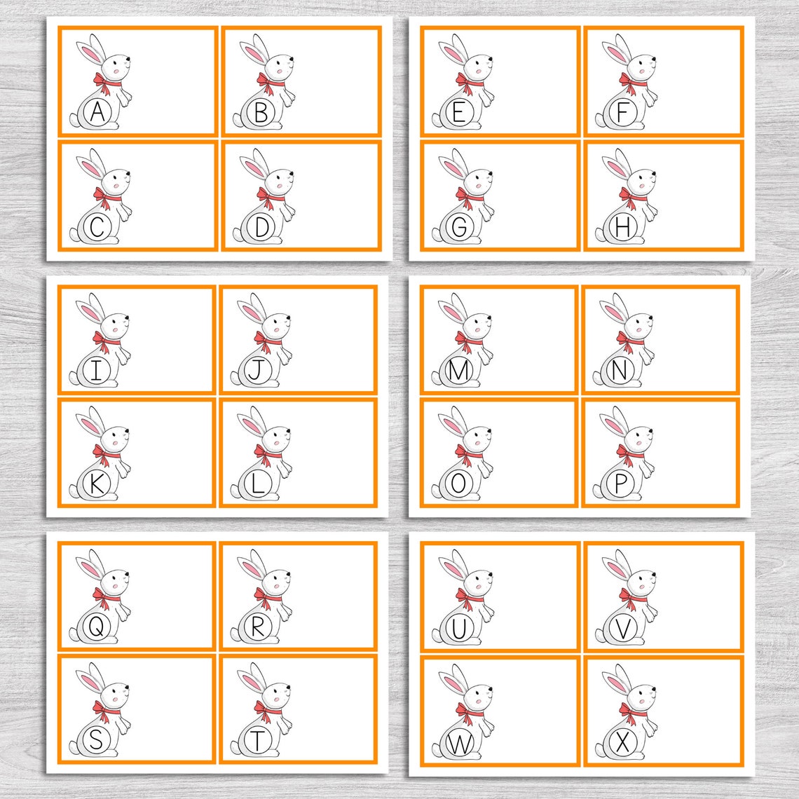 Rabbit&carrot Alphabet Match, Alphabet Matching Cards, Alphabet Game ...