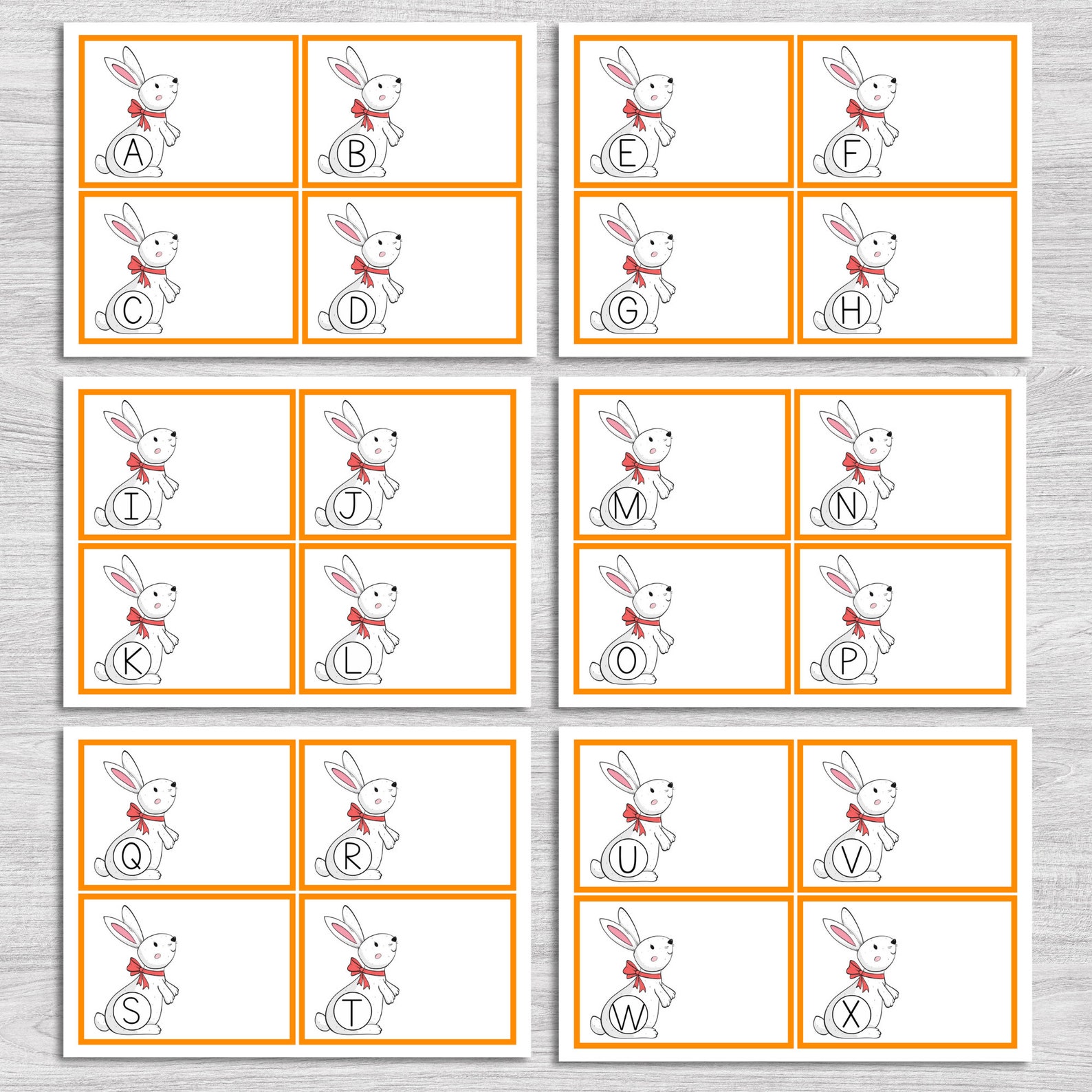 Rabbit&carrot Alphabet Match, Alphabet Matching Cards, Alphabet Game ...