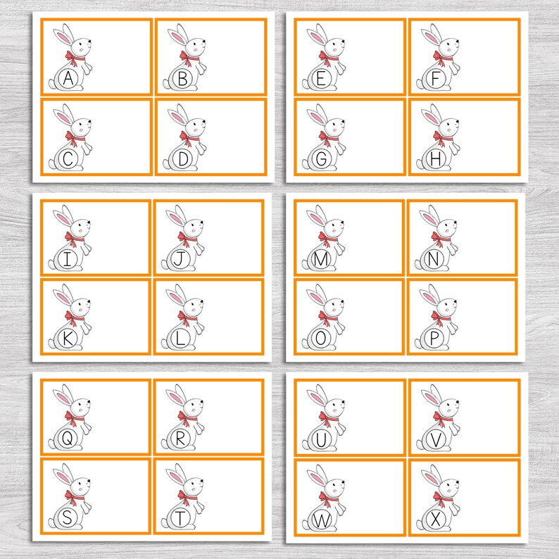 Rabbit&carrot Alphabet Match, Alphabet Matching Cards, Alphabet Game ...