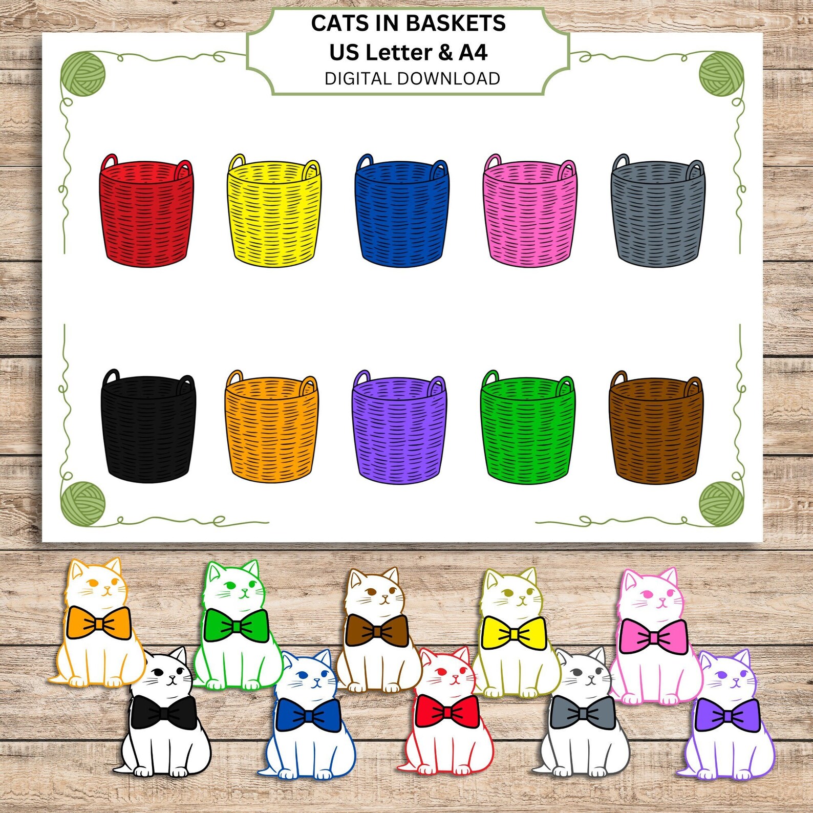 Colour Cats Matching Game, Colour Matching Worksheet, Colour Matching ...