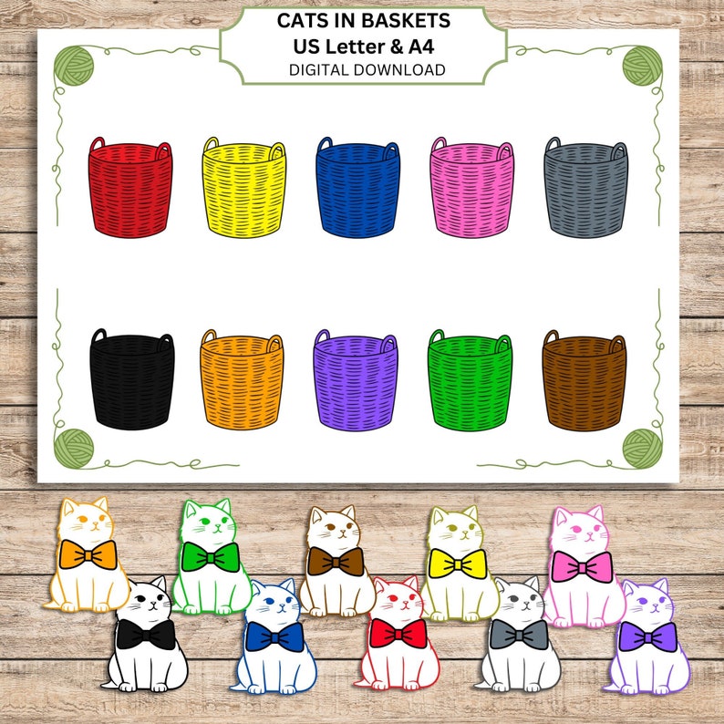 Colour Cats Matching Game, Colour Matching Worksheet, Colour Matching ...