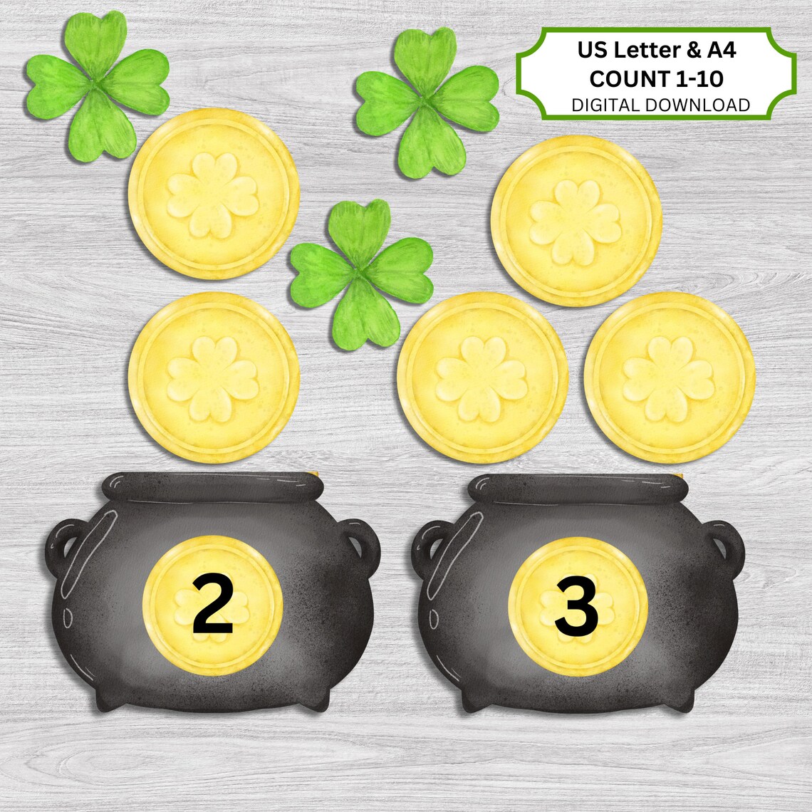 St. Patrick's Day Counting Activity, Counting 1-10, Numbers 1-10, Coin ...