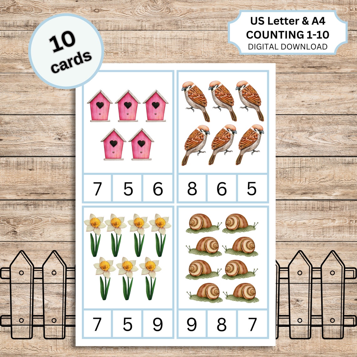 Spring Count and Clip Cards, Counting 1-10, Math Activity, Counting ...