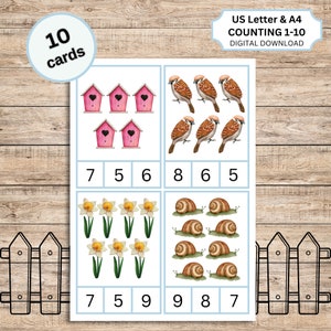 Spring Count and Clip Cards, Counting 1-10, Math Activity, Counting ...