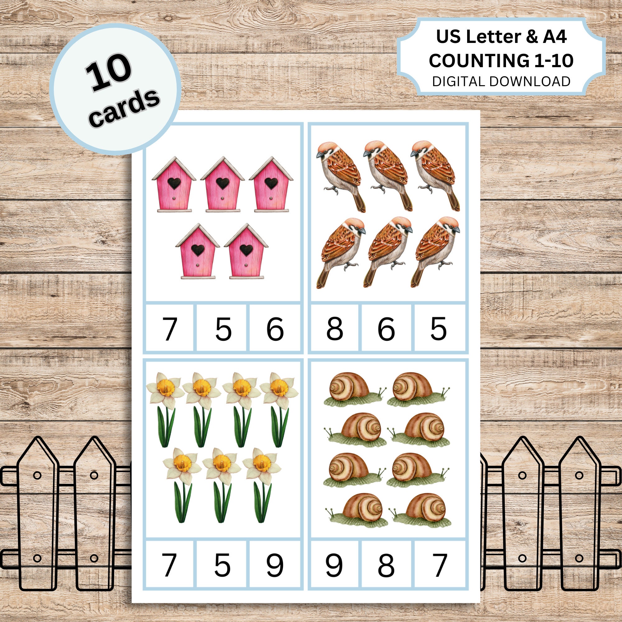 Spring Count and Clip Cards, Counting 1-10, Math Activity, Counting ...