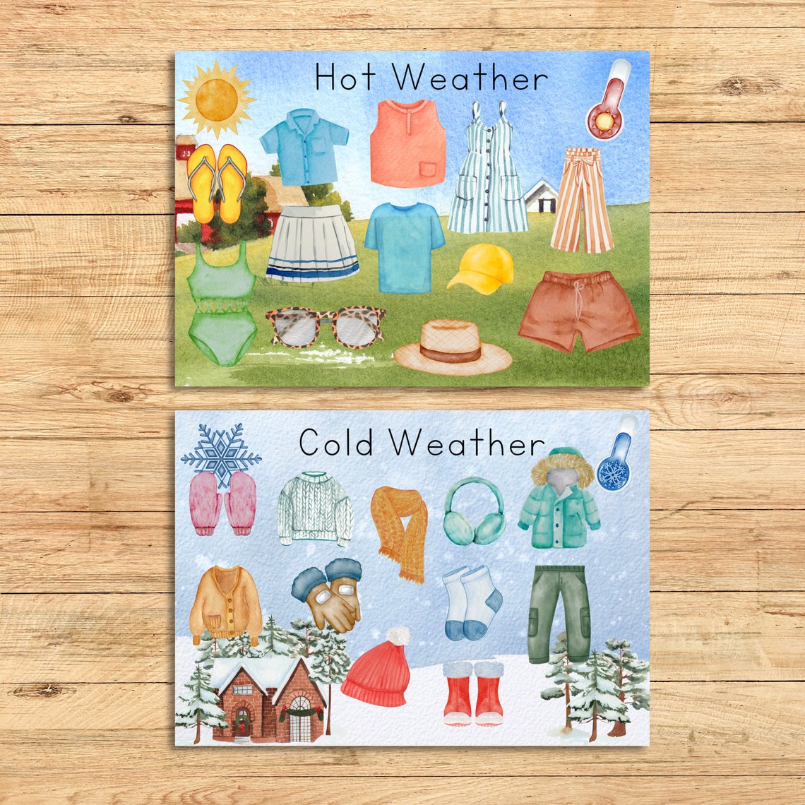 Clothes Sorting Activity, Cold&hot Weather Activity, Clothing ...