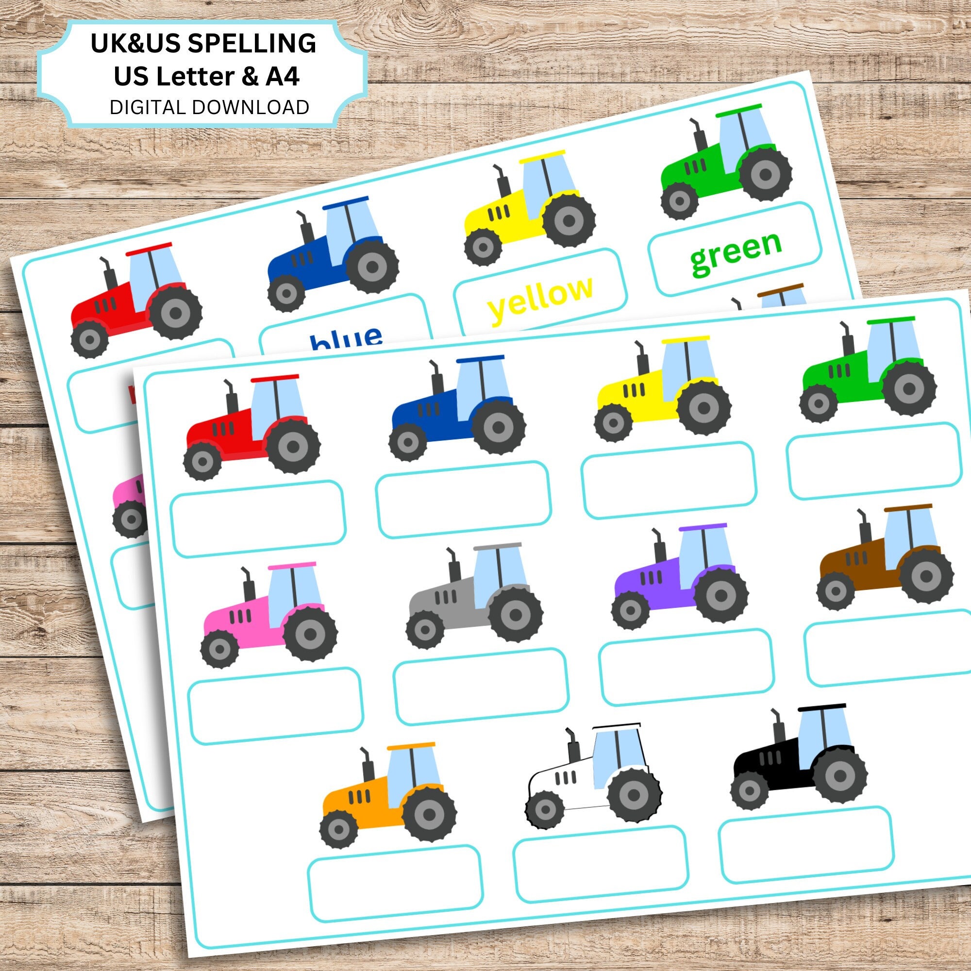 Colour Tractors, Colour Worksheets, Colour Matching, Toddler Printables ...