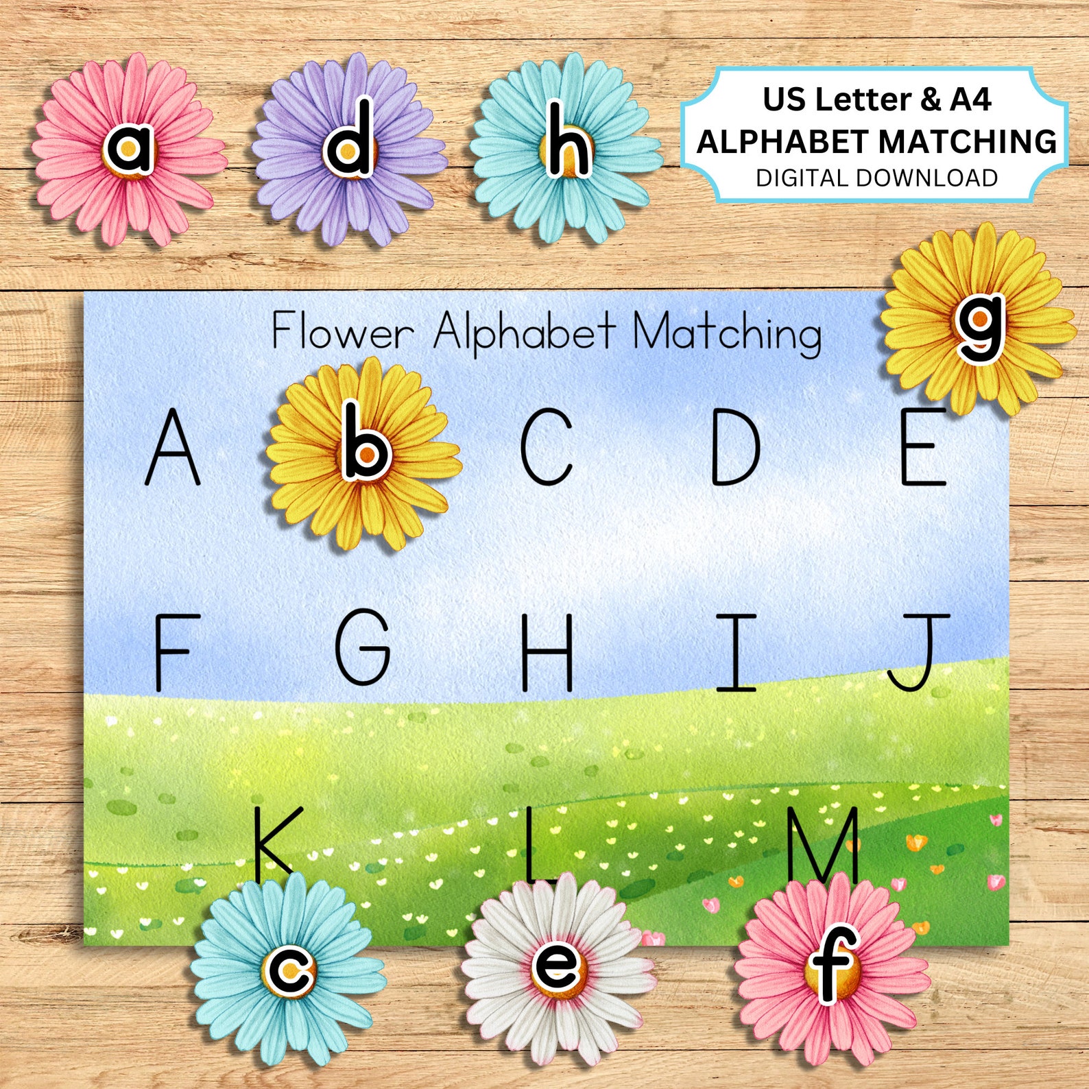 Flower Alphabet Matching, Spring Alphabet Activity, Alphabet Game ...