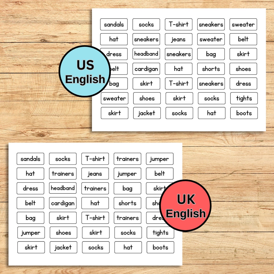 Clothes Flashcards, Clothes Vocabulary, Clothes Matching Game, Clothes ...
