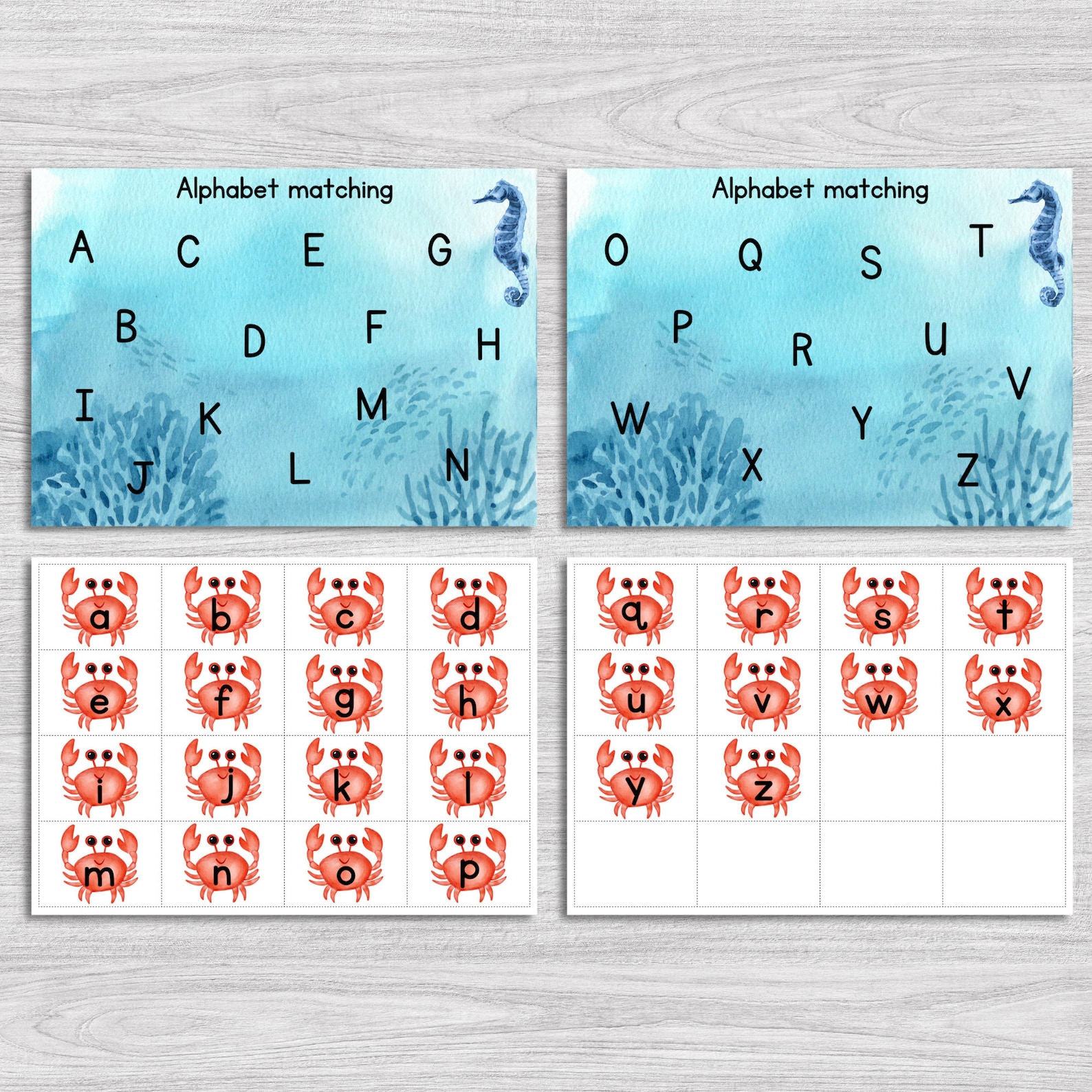 Alphabet Matching, Alphabet Matching Game, Crabs Activity, Alphabet ...