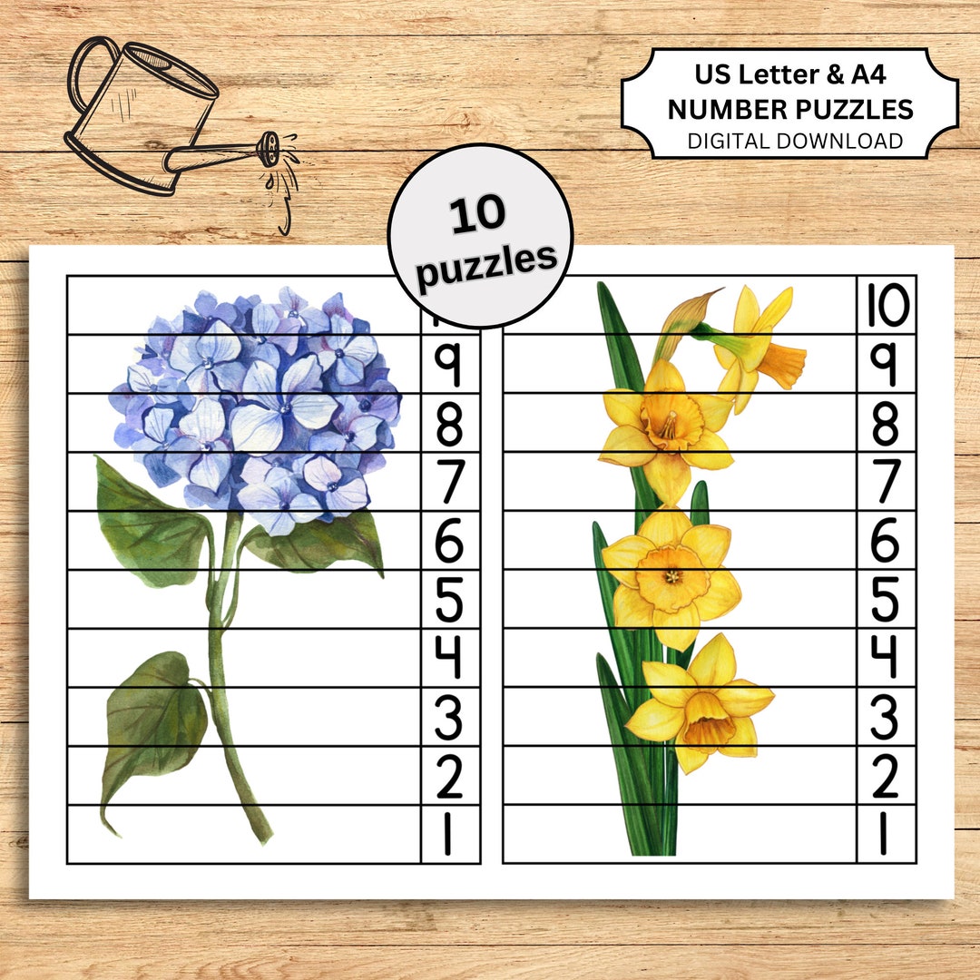Flower Number Puzzles, Number Activity, Spring Number Activity, Spring ...