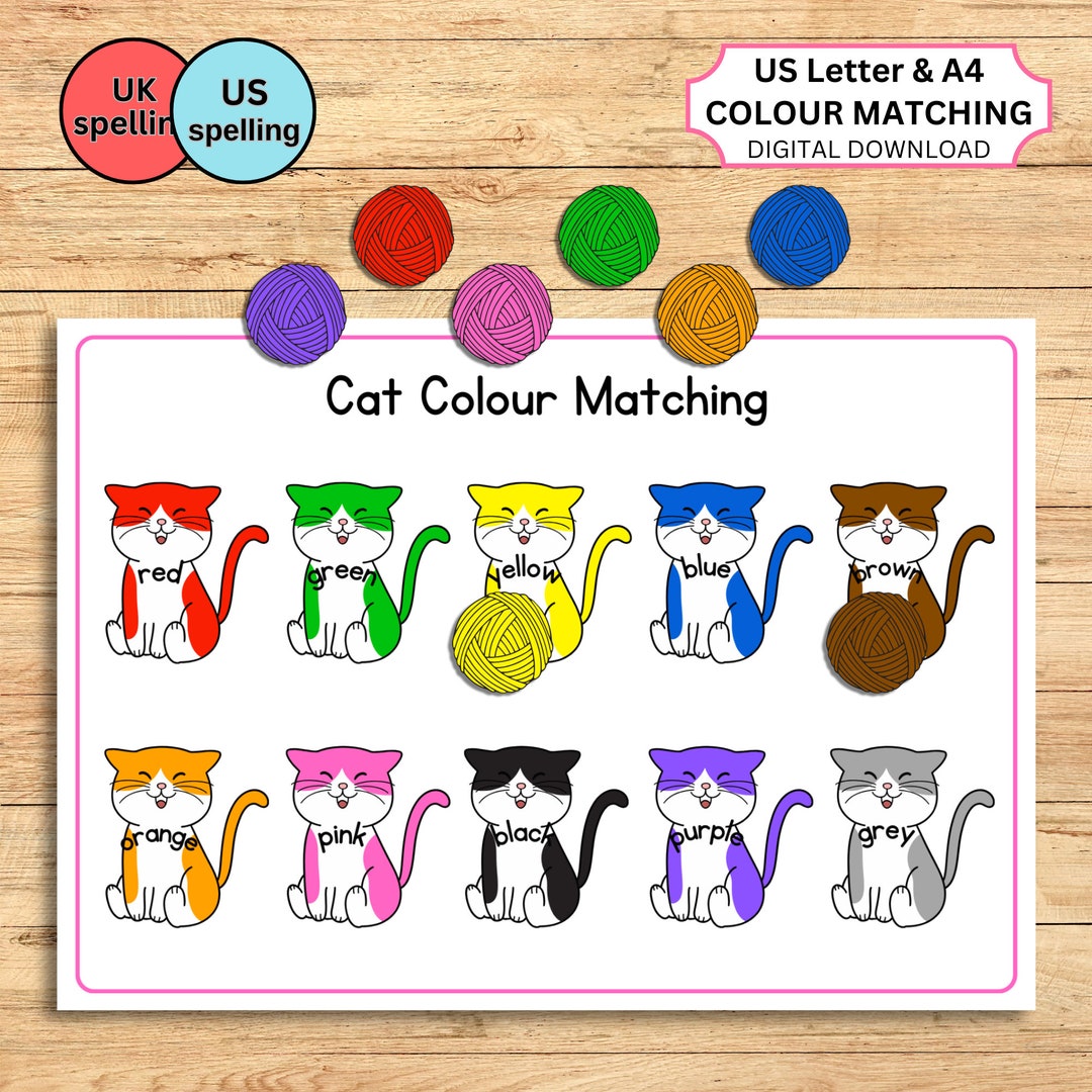 Cat Colour Matching, Colour Sorting, Colour Activity, Colour File ...