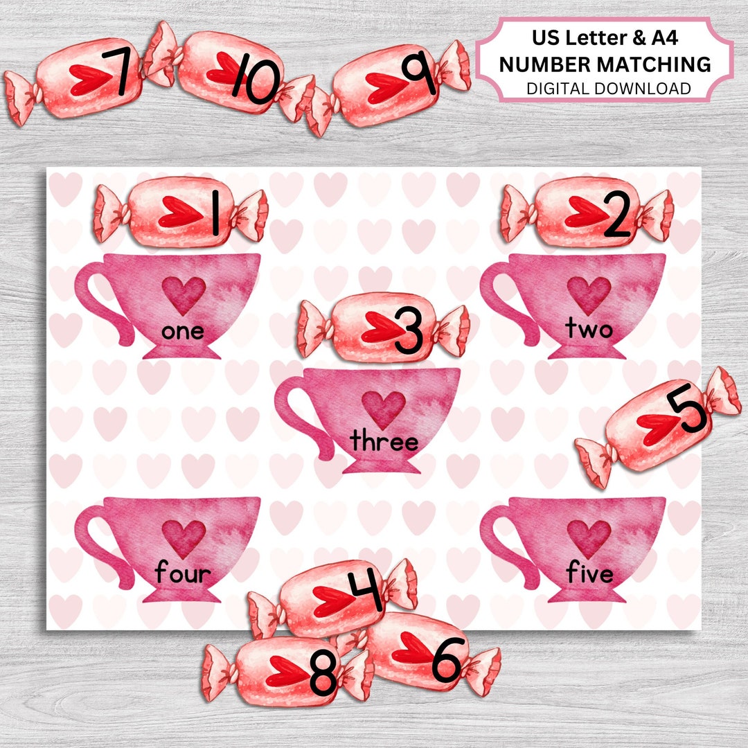 Valentine Number Matching Activity, Valentine Activities, Number Game ...