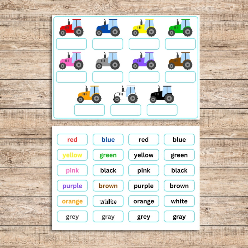 Colour Tractors, Colour Worksheets, Colour Matching, Toddler Printables ...