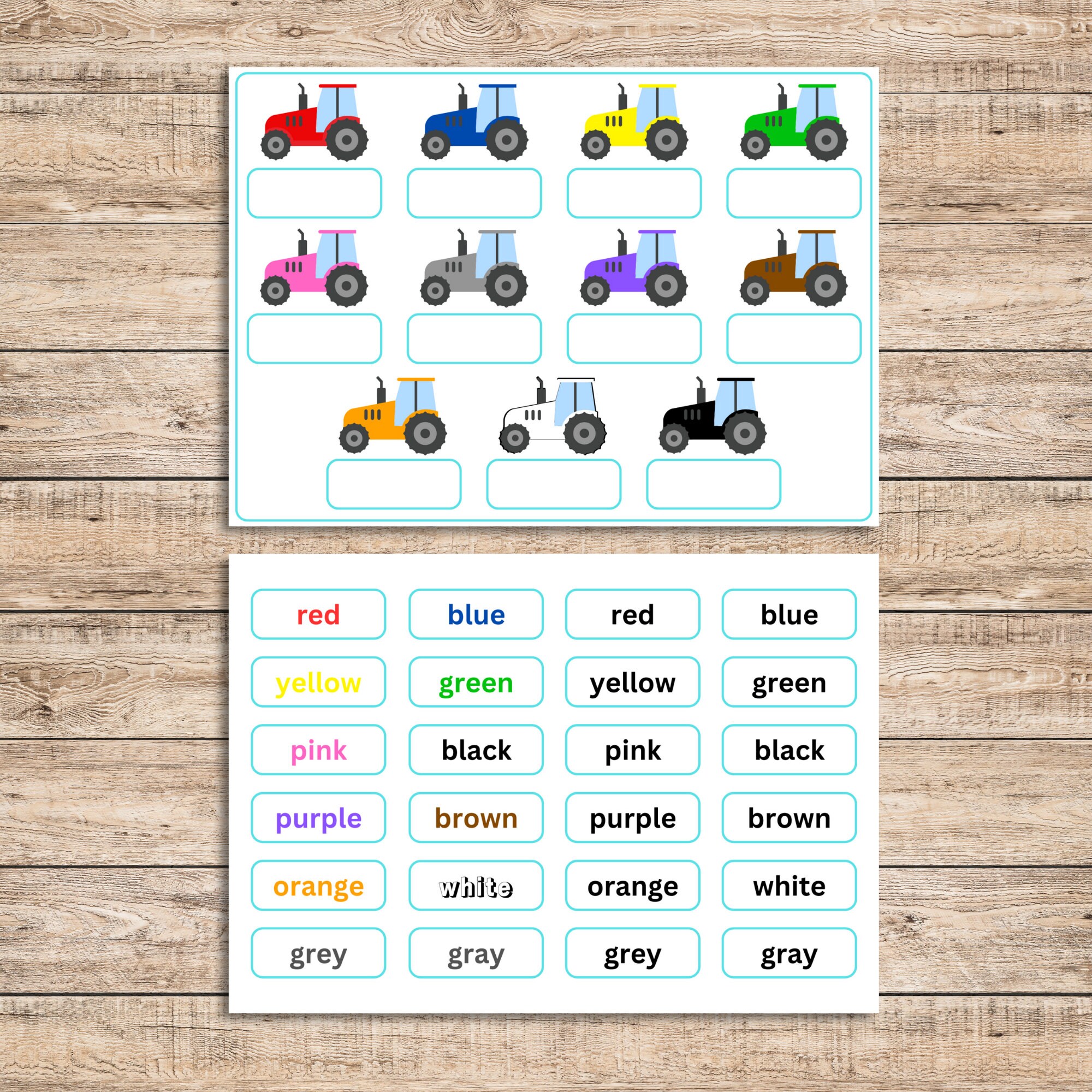 Colour Tractors, Colour Worksheets, Colour Matching, Toddler Printables ...