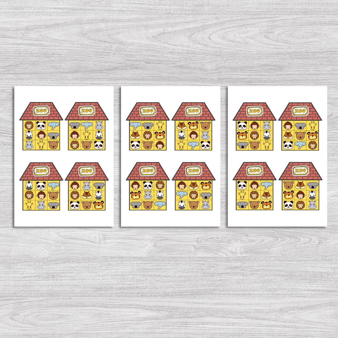 Zoo Animal Pattern Activity, Animal Pattern Game, - Etsy