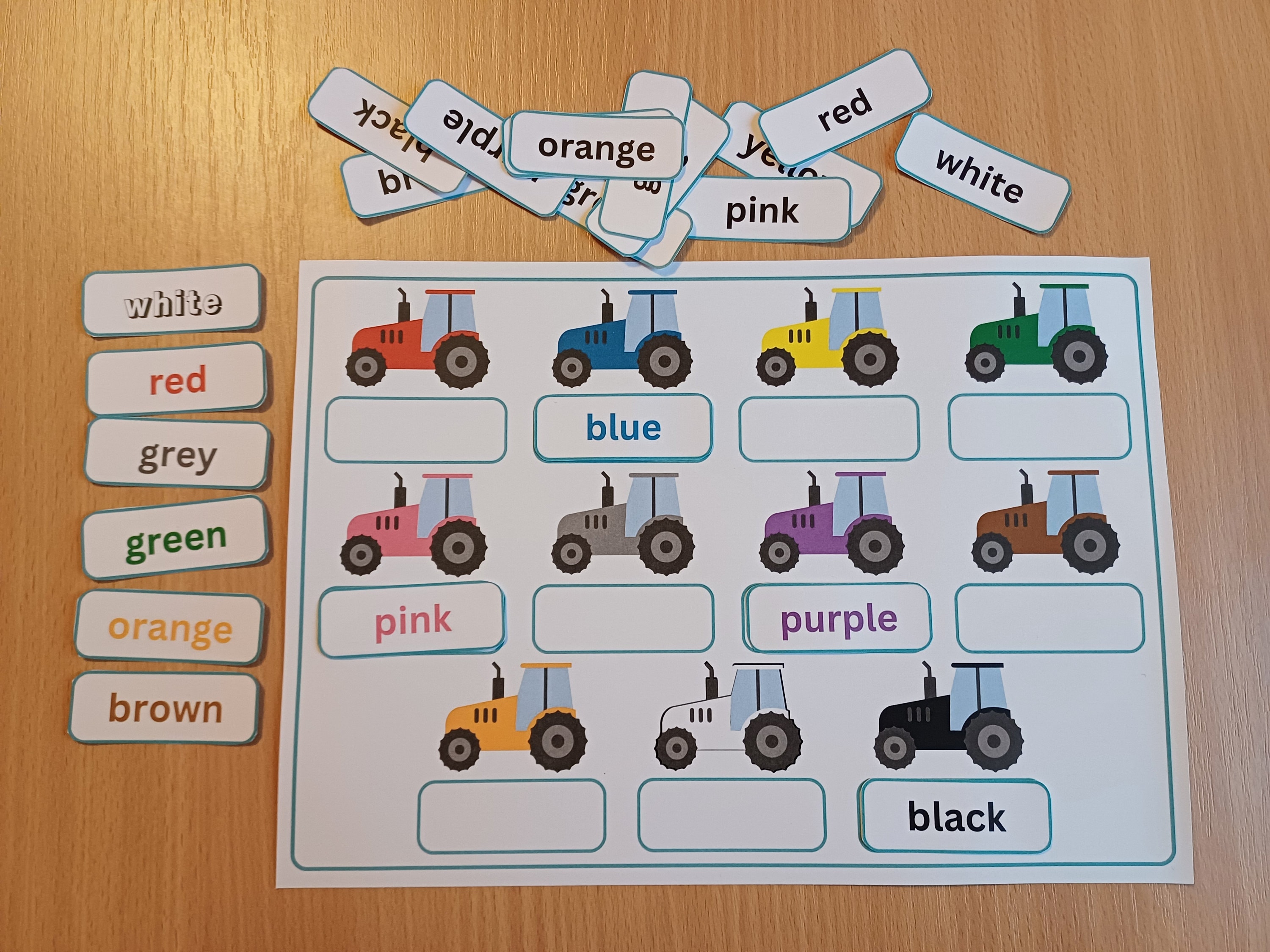 Colour Tractors, Colour Worksheets, Colour Matching, Toddler Printables ...