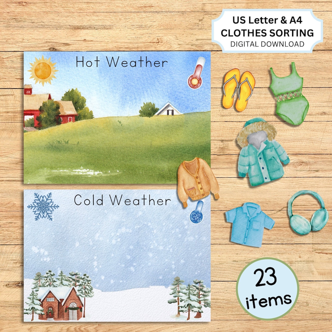Clothes Sorting Activity, Cold&hot Weather Activity, Clothing ...
