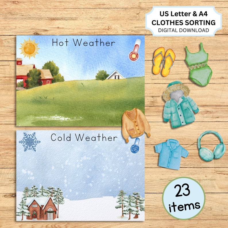 Clothes Sorting Activity, Cold&hot Weather Activity, Clothing ...