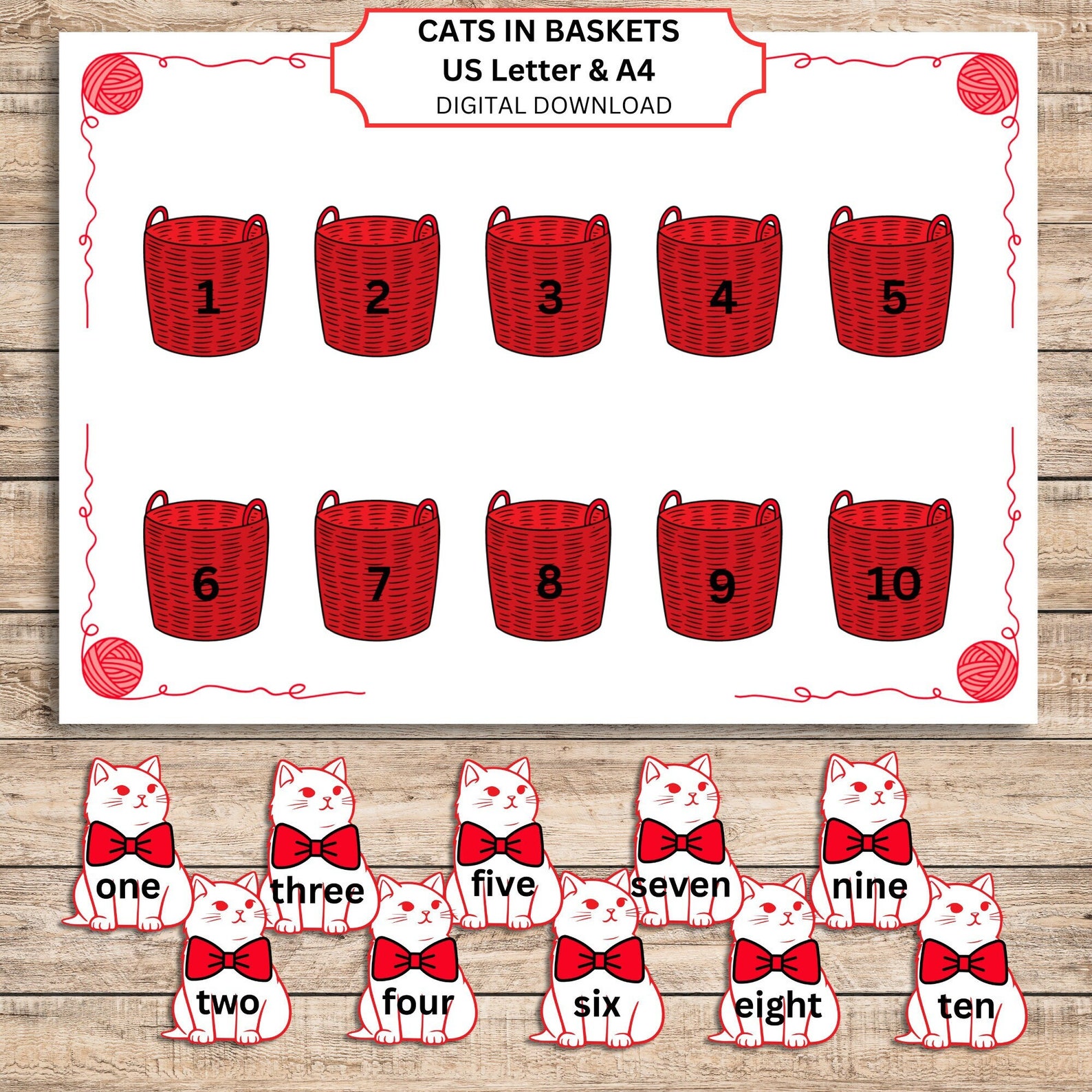 Number Cats Matching Game, Number Matching, Number Worksheets, Number ...