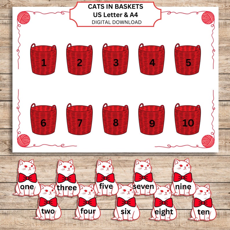 Number Cats Matching Game, Number Matching, Number Worksheets, Number ...