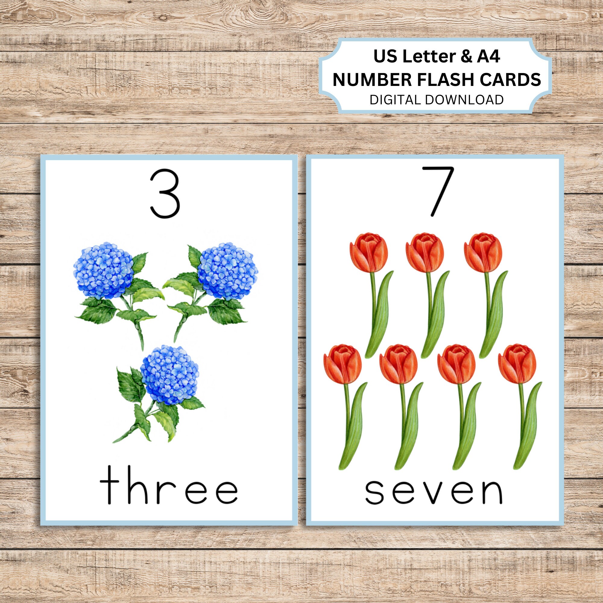 Flower Number Flashcards, Spring Number Flashcards, Counting 1-10 ...