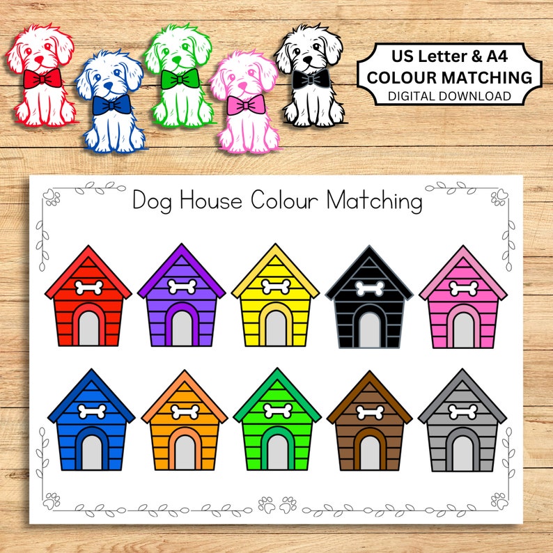Dog House Colour Matching, Colour Matching Activity, Colour File Folder ...