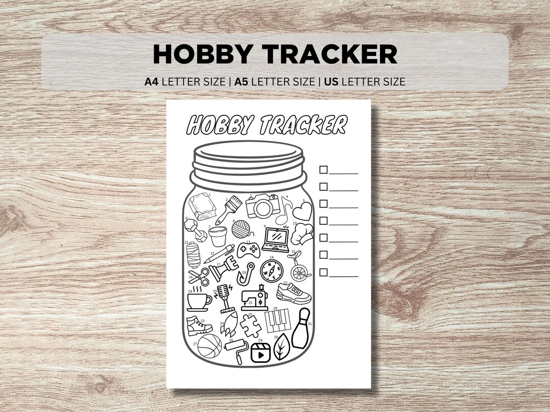 Hobby Tracker Habit Journal Fun Wellness Tracker Daily Activity Goal ...