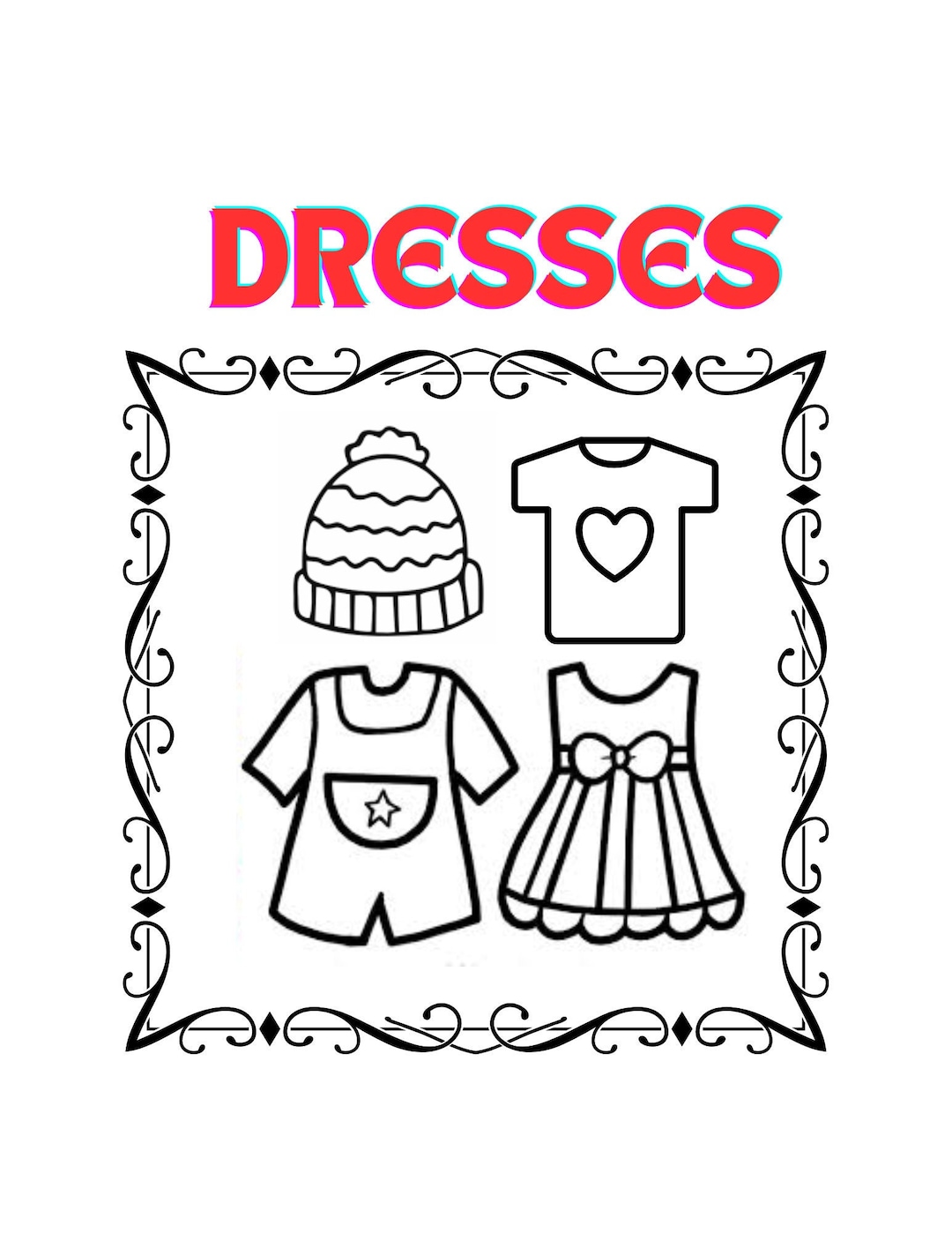Beautiful Dresses Coloring Pages for All Ages.different Type of Dresses ...