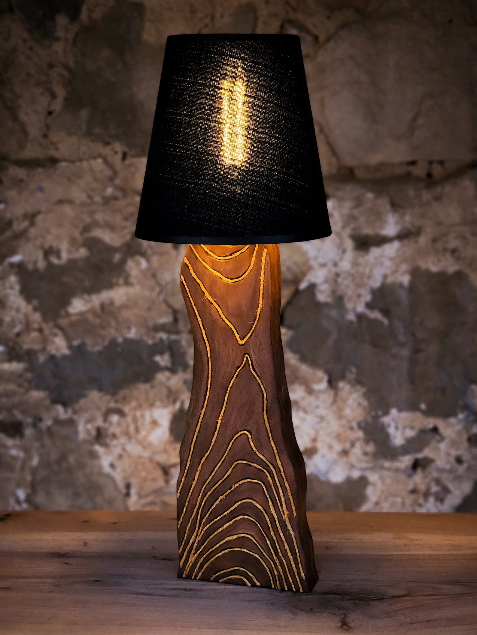 Golden Necklace Lamp / Solid Desk Lamp Made From Walnut Wood - Etsy