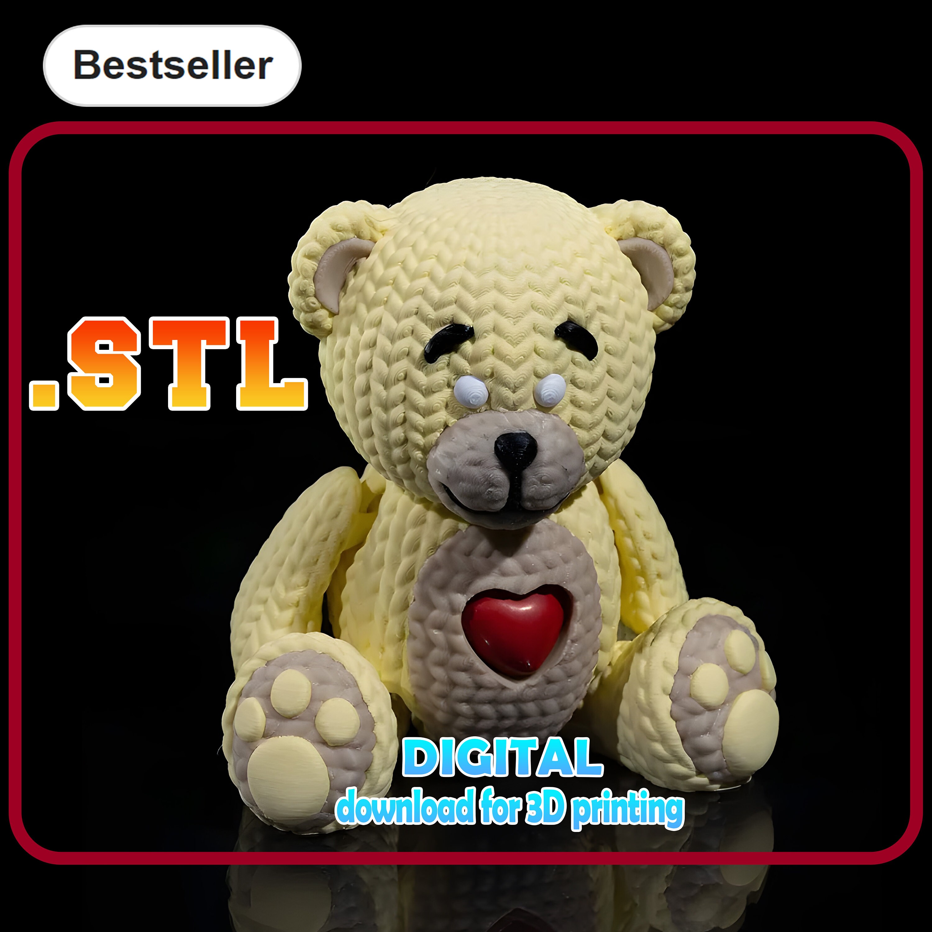 Teddy BEAR Digital .STL File for 3D Printing, Articulated Fidget Figure ...