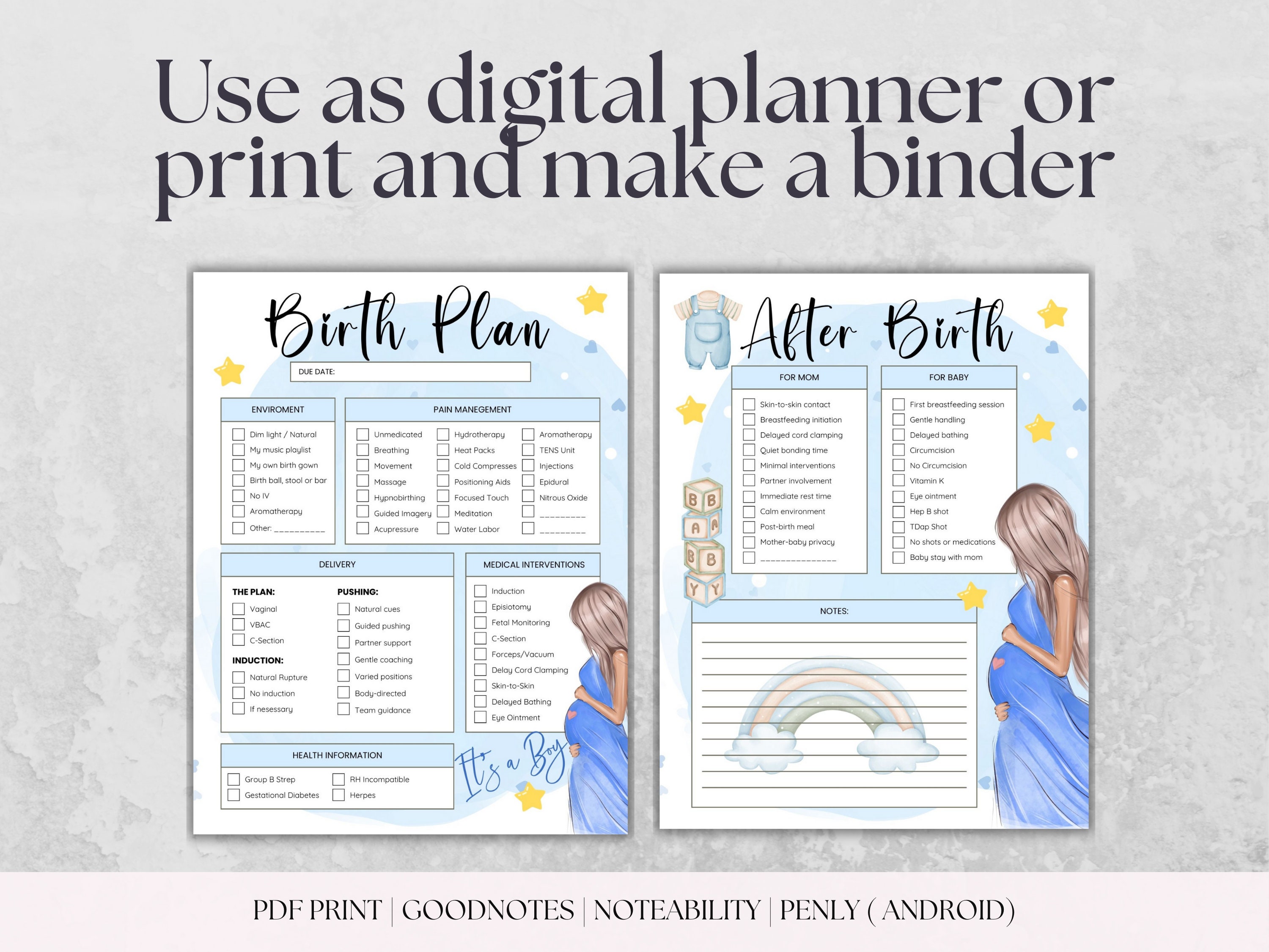 Printable Birth Plan,after Birth Plan Checklist,labor and Delivery ...
