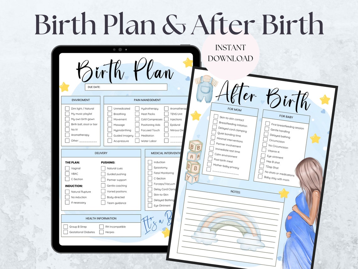 Printable Birth Plan,after Birth Plan Checklist,labor and Delivery ...