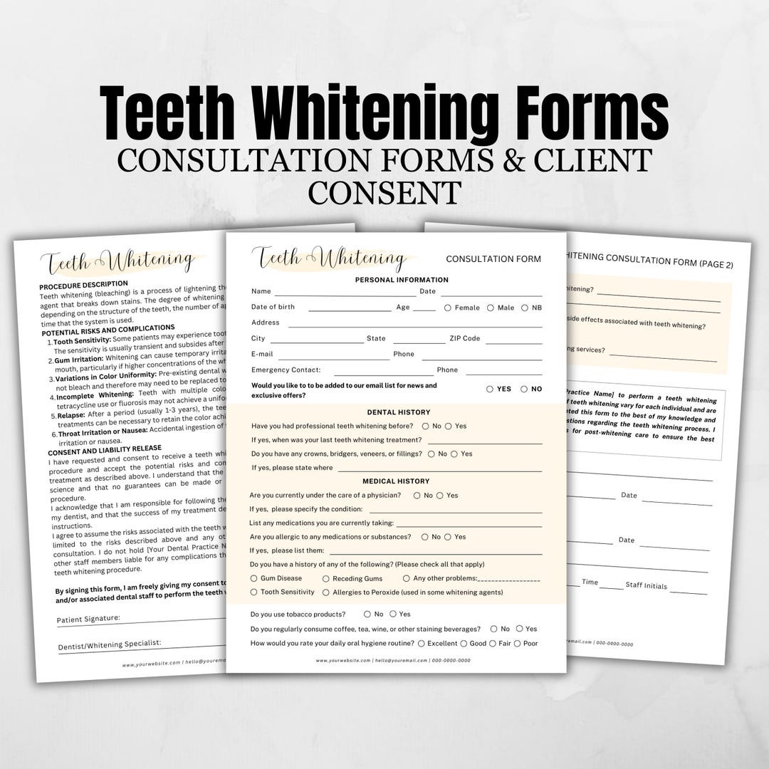 Editable Teeth Whitening Consent Forms, Consent Form Template ...