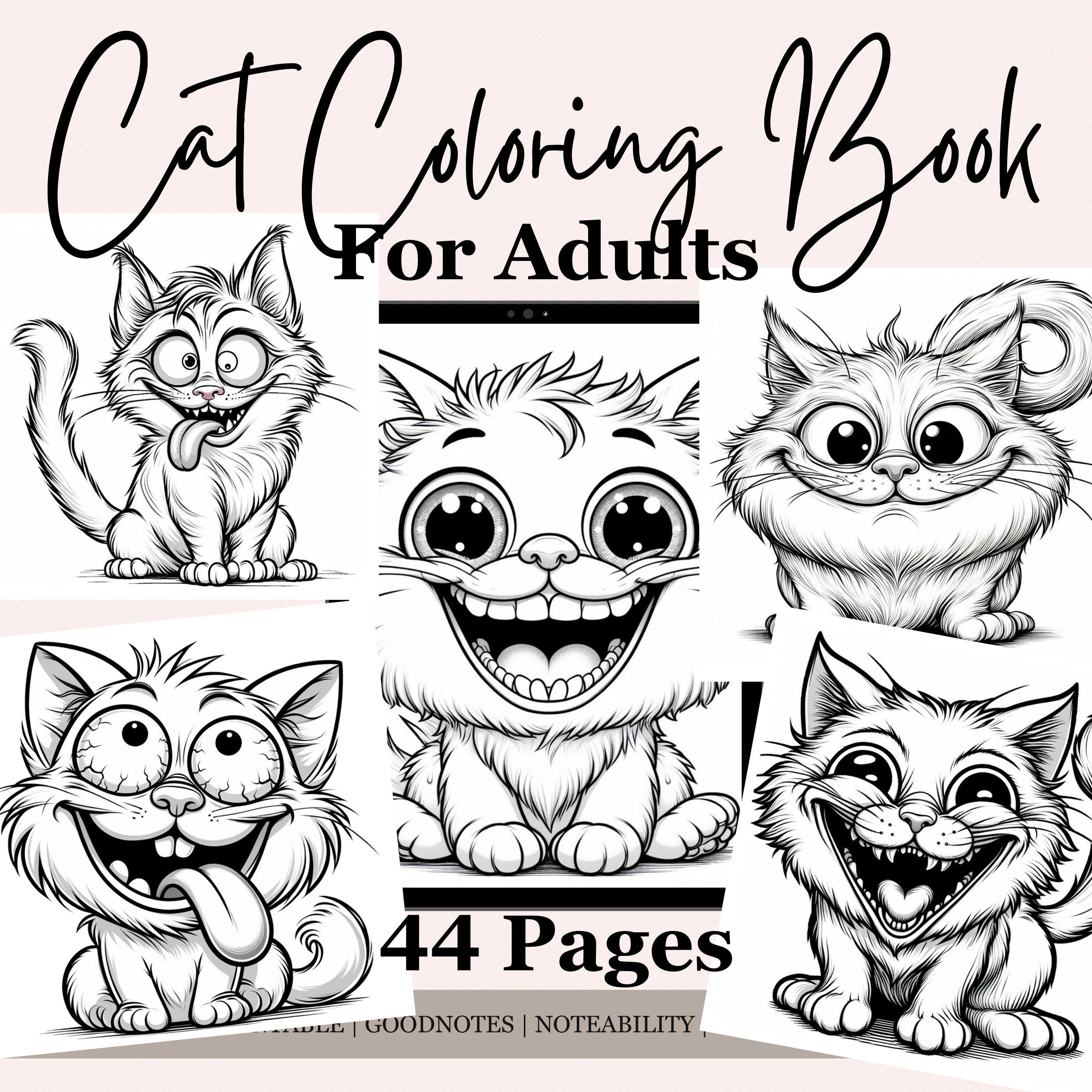 Printable Crazy Cat Coloring Book, Adult Coloring Pages, Feline ...