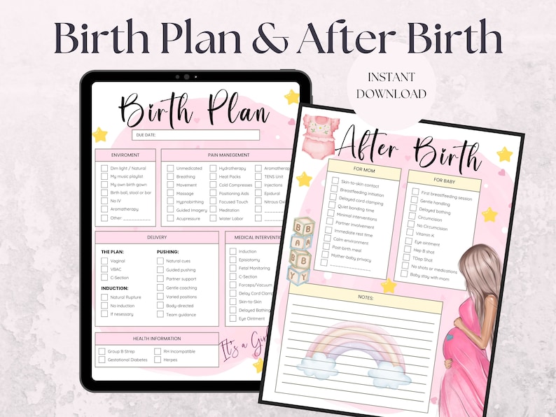 Printable Birth Plan,after Birth Plan Checklist,labor and Delivery ...