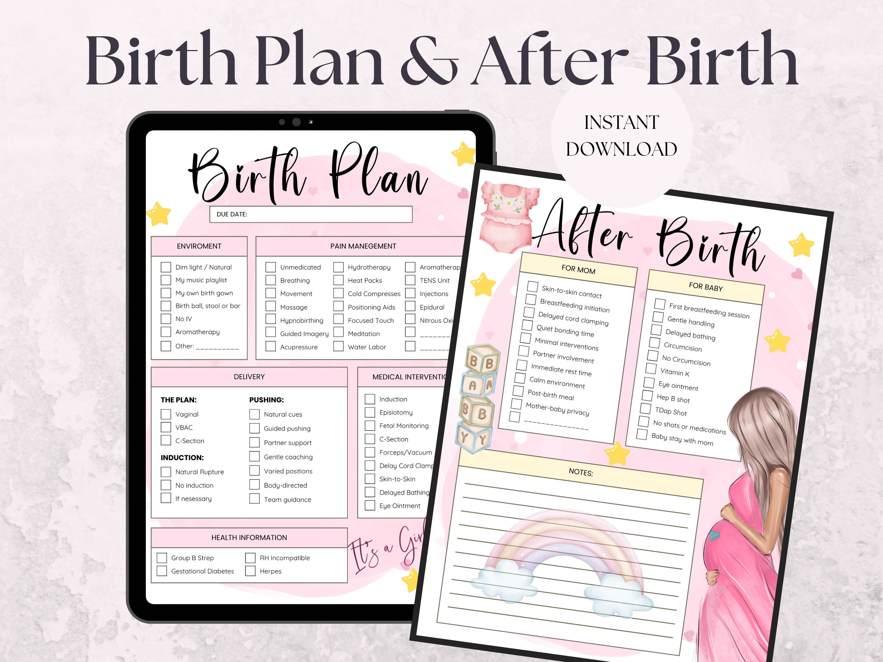 Printable After Birth Plan Checklist, Birth Checklist,baby Planning ...