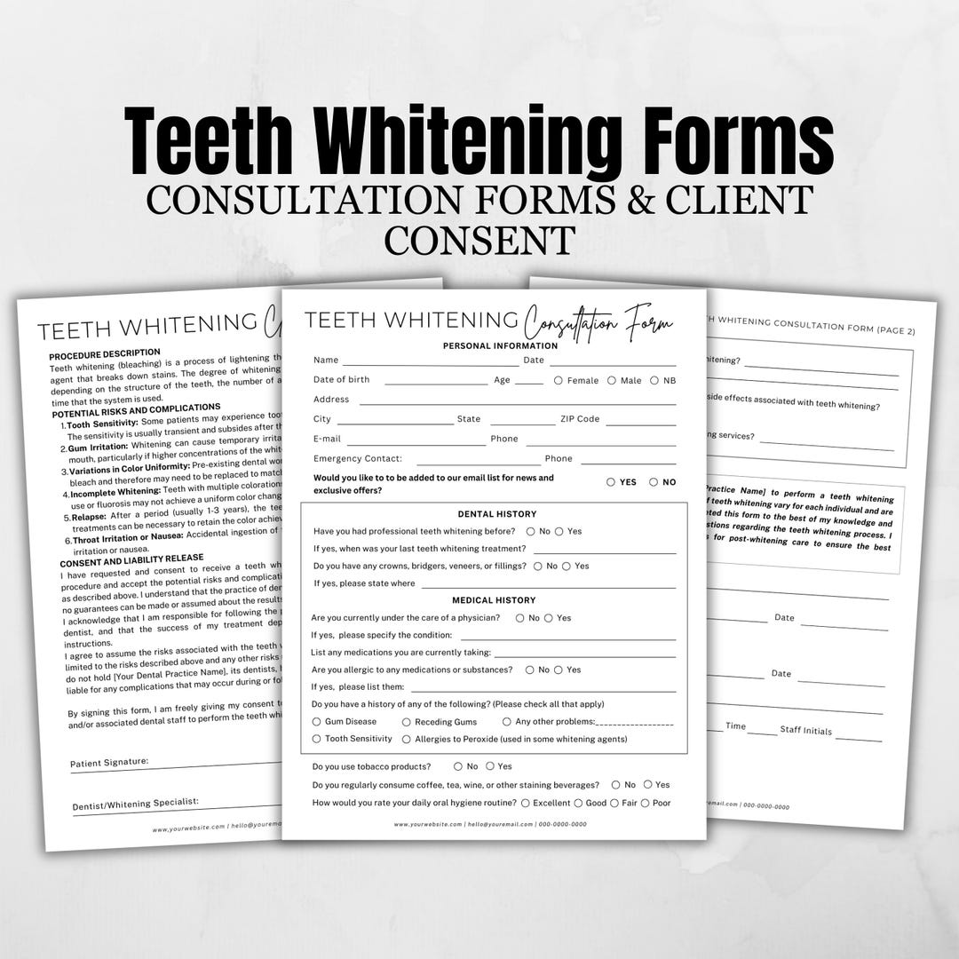 Editable Teeth Whitening Consent Forms, Dental Consent Form Template ...