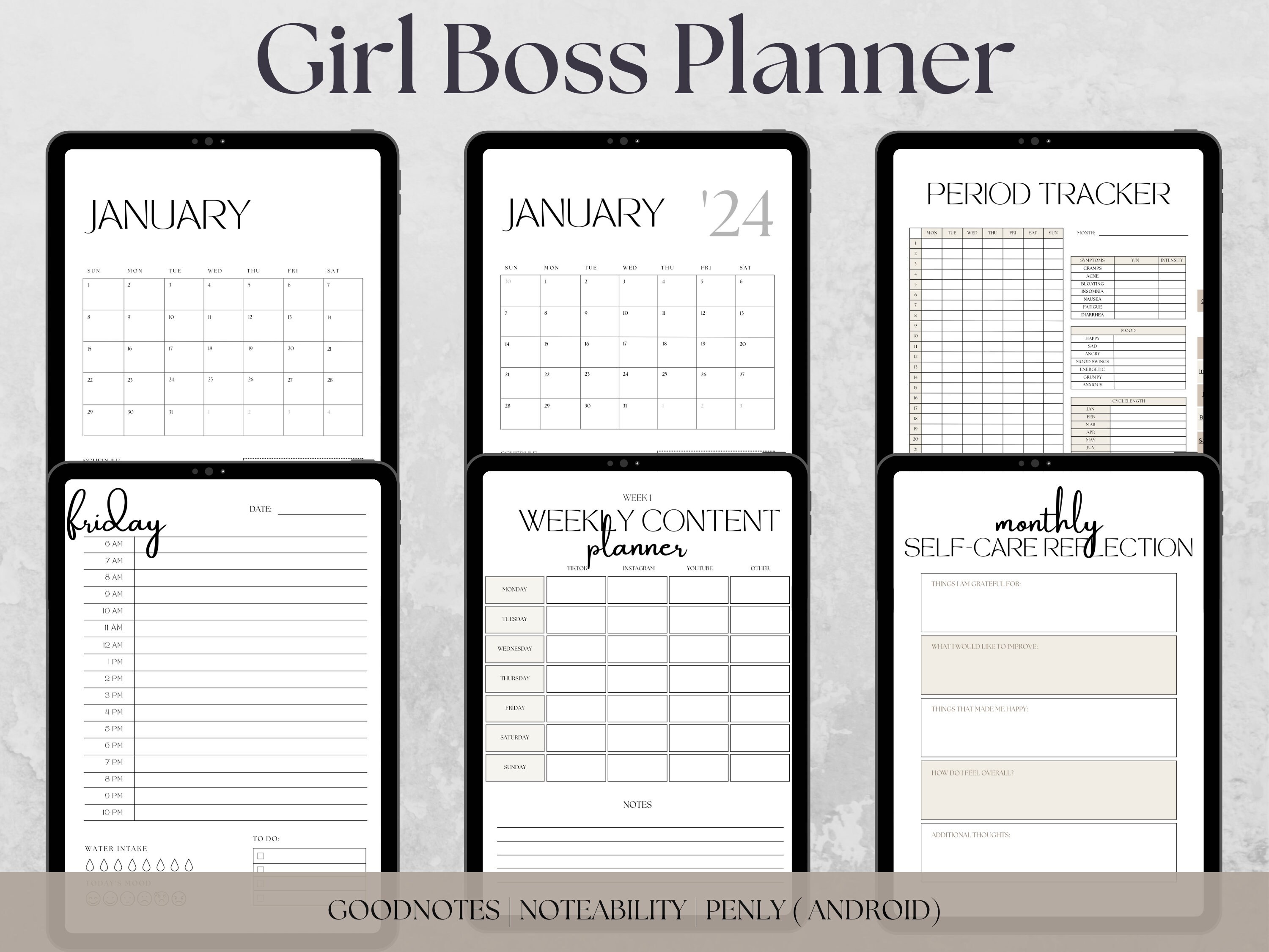 Girl Boss Planner,digital 2024 Planner,2024 Daily,weekly Monthly ...
