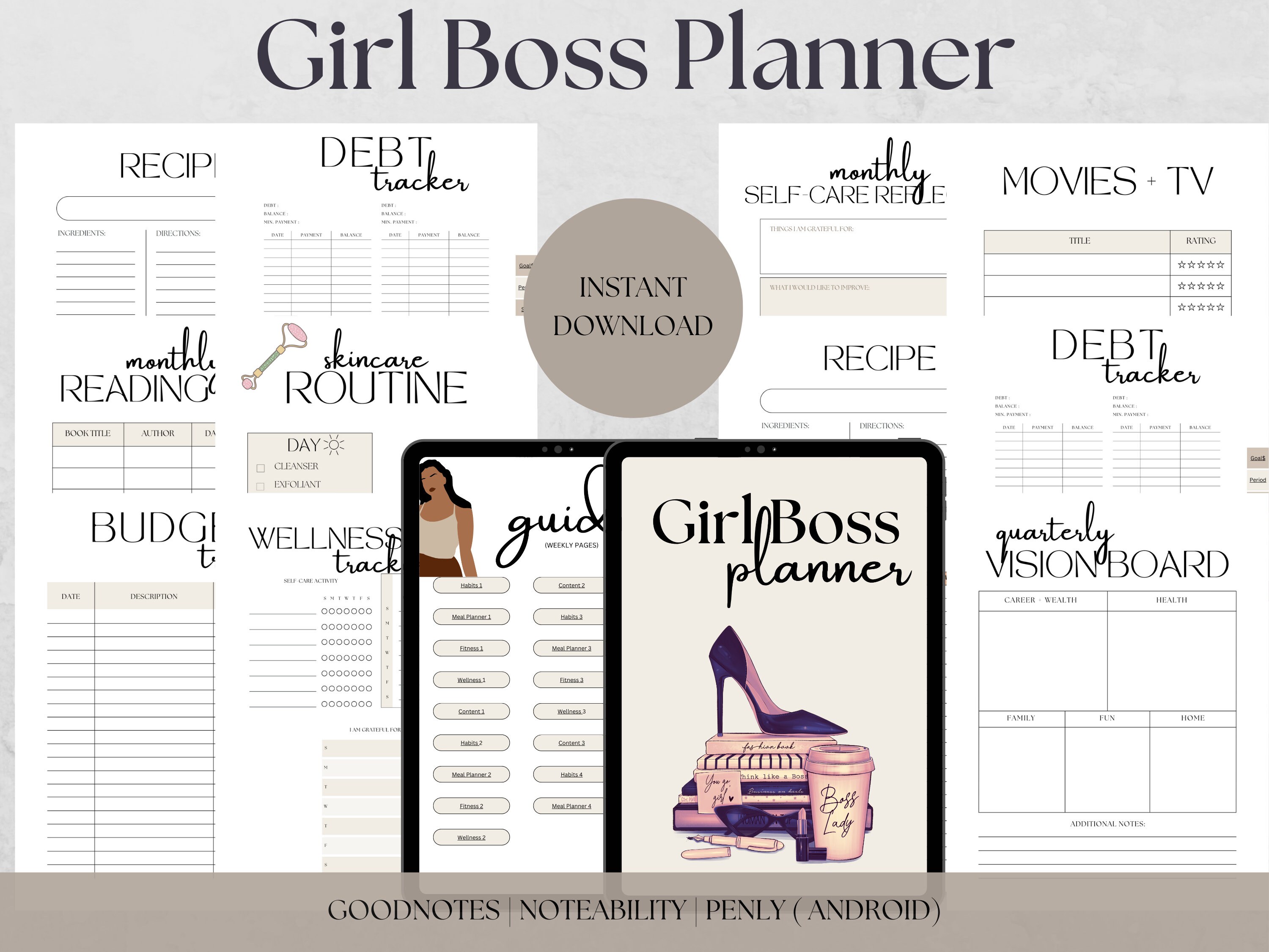 Girl Boss Planner,digital 2024 Planner,2024 Daily,weekly Monthly ...