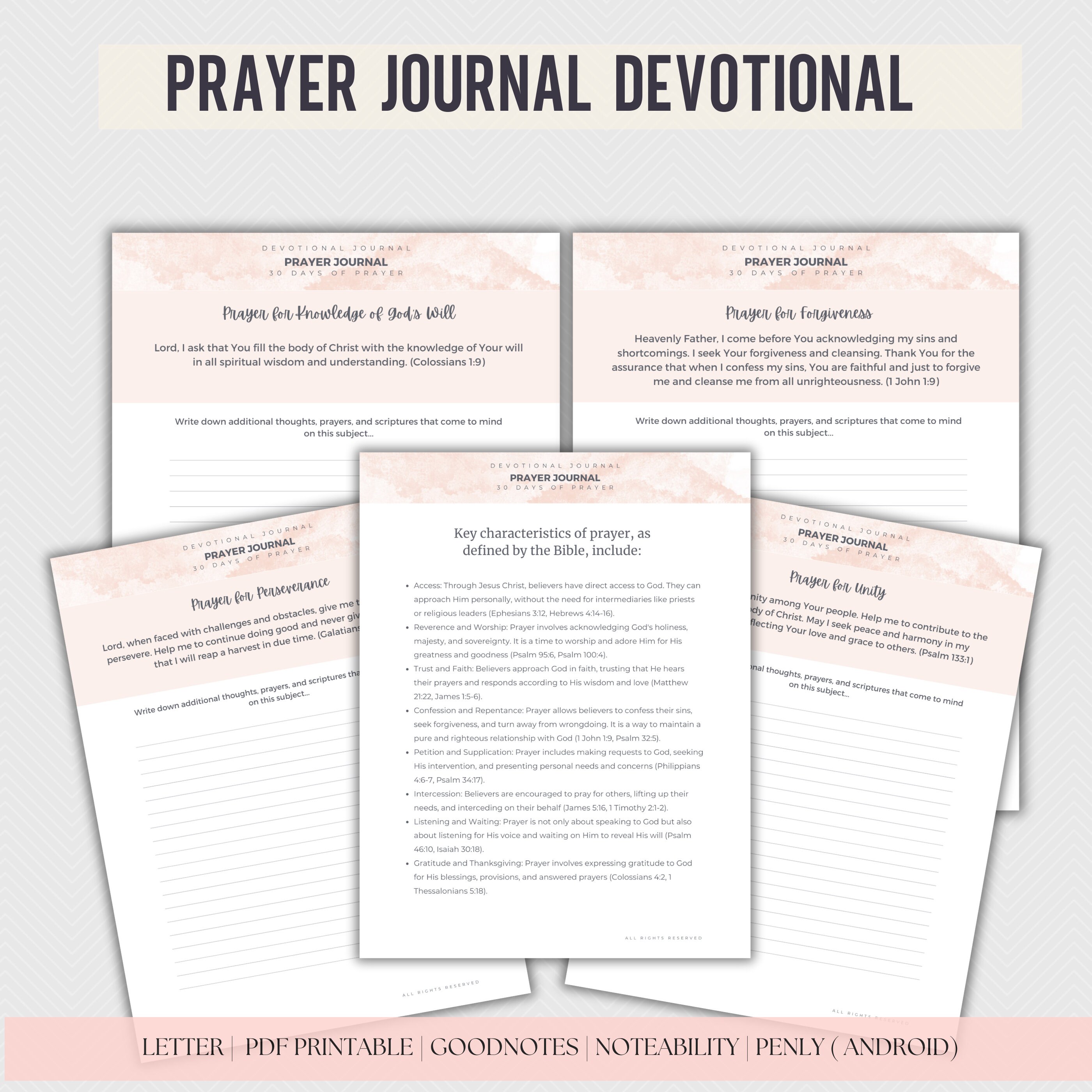 Goodnotes Prayer Journal With Prompts, Digital Bible Journal Download ...