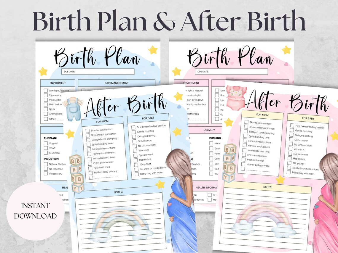 Printable Birth Plan,after Birth Plan Checklist,labor and Delivery ...