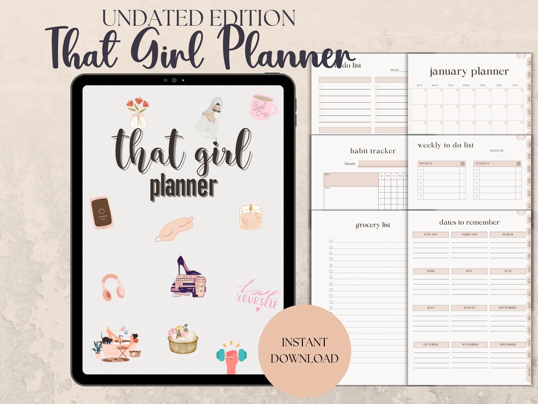 Digital THAT GIRL Planner,digital Undated Planner,2024 Daily,weekly ...