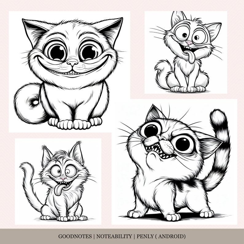 Printable Crazy Cat Coloring Book, Adult Coloring Pages, Feline ...