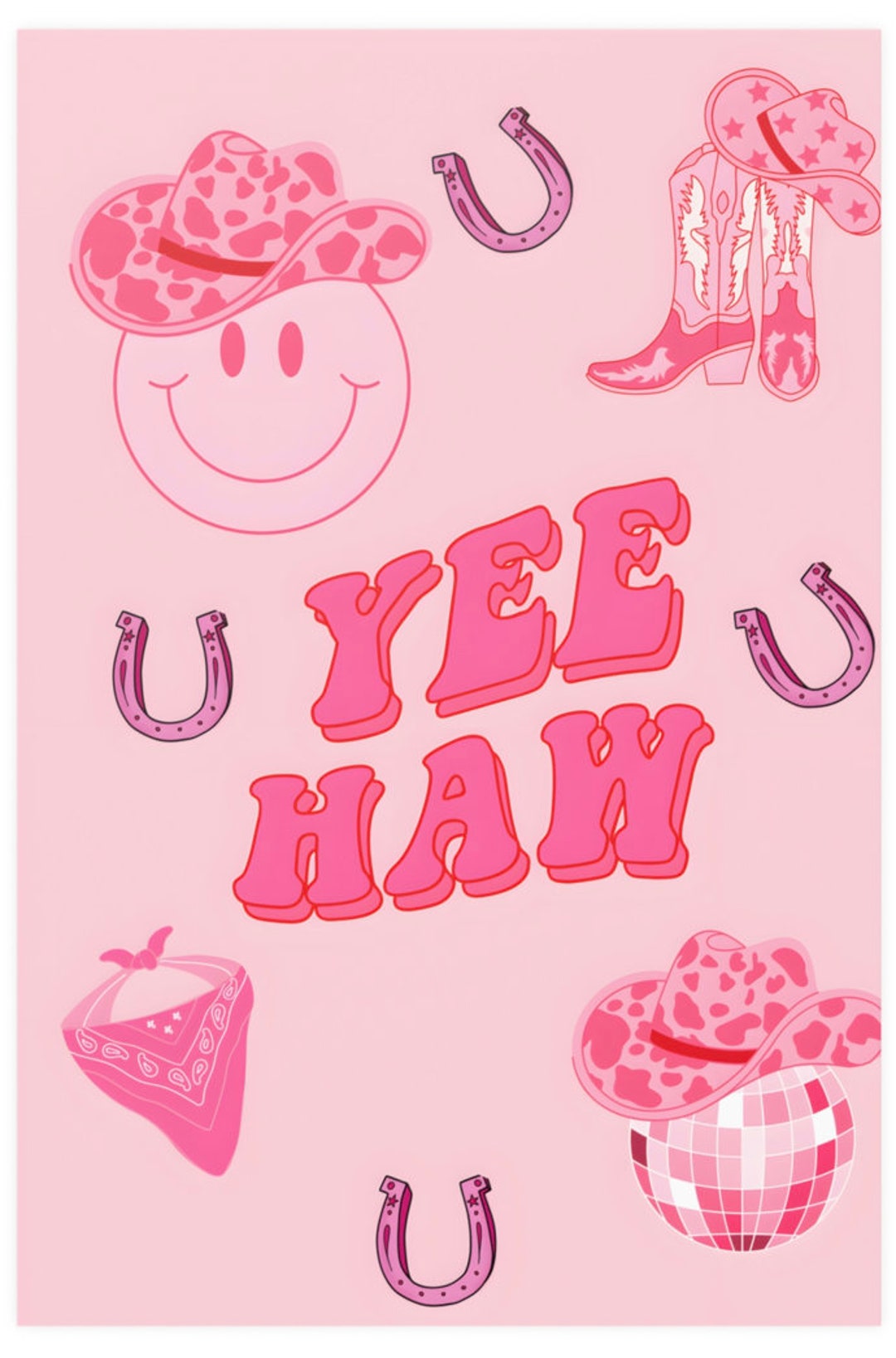 Poster I Yee Haw I Pink Poster I Gift for Her I Wall Decor I Wall Art I ...
