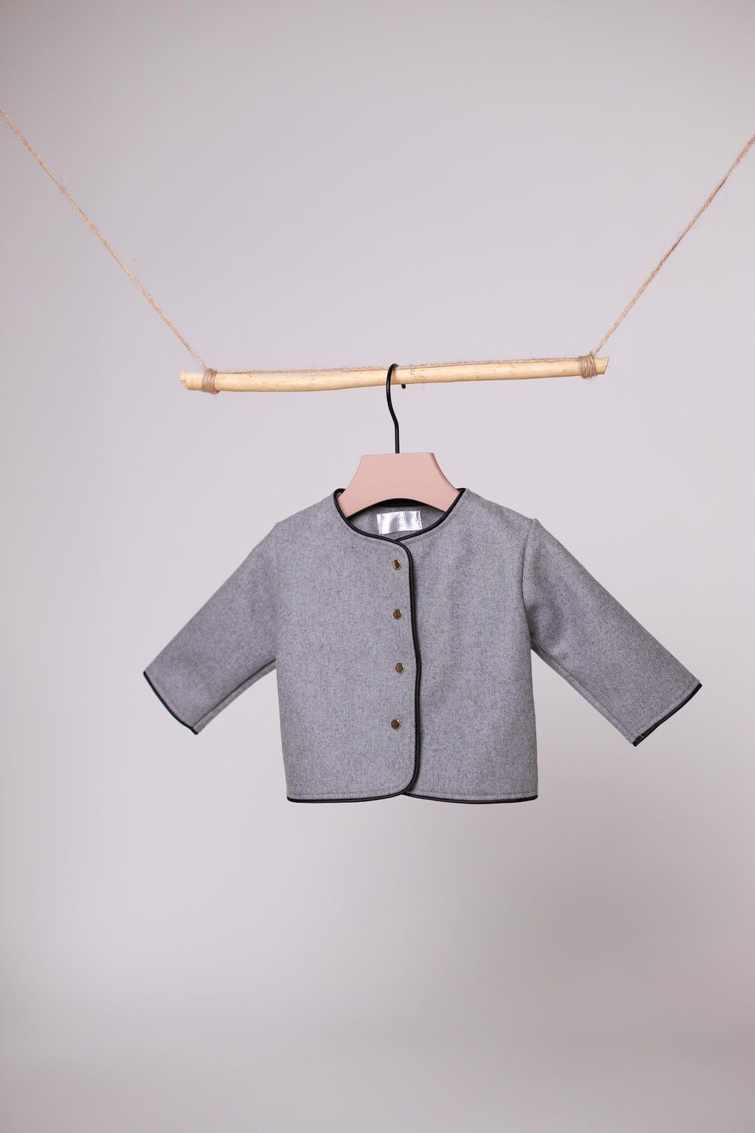 Premium Wool Baby Jacket – Gray Infant Coat, Snap Closure - Etsy
