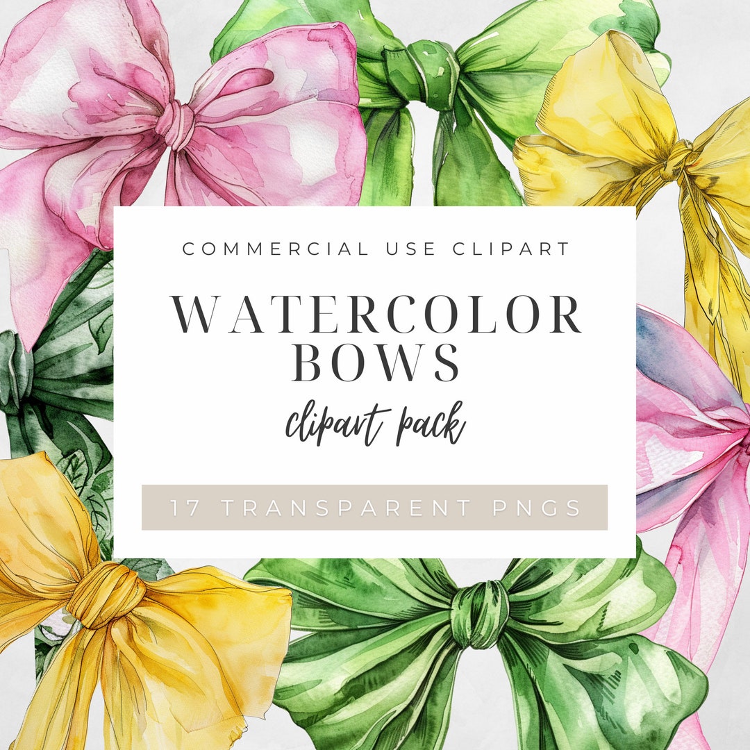 Clipart Coquette Bows Watercolour Bows Pinks Greens Lemons Pastel ...
