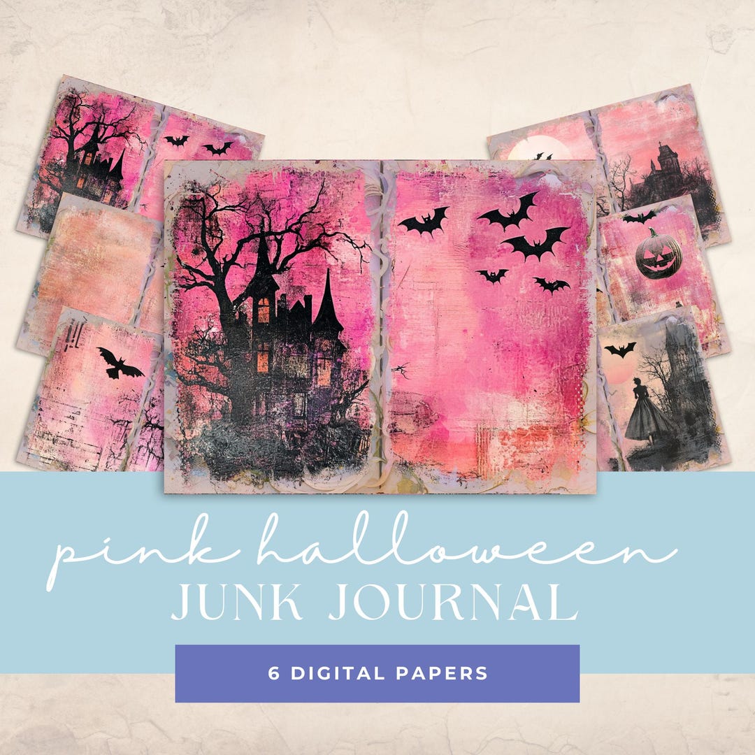 Halloween Junk Journal Printable Page Pink Spooky Junk Journal Junk ...